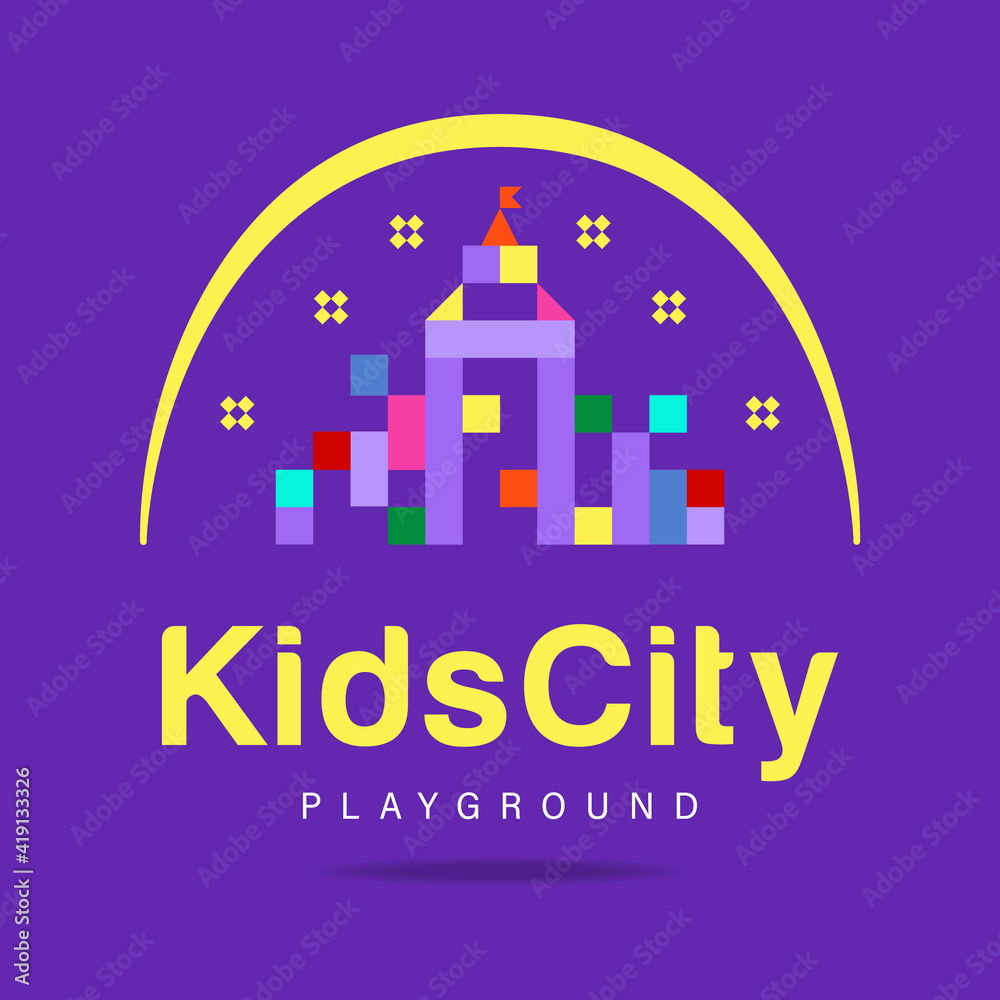 Kids zone, kids city, playground abstract logo. Colorful sign, symbol ...