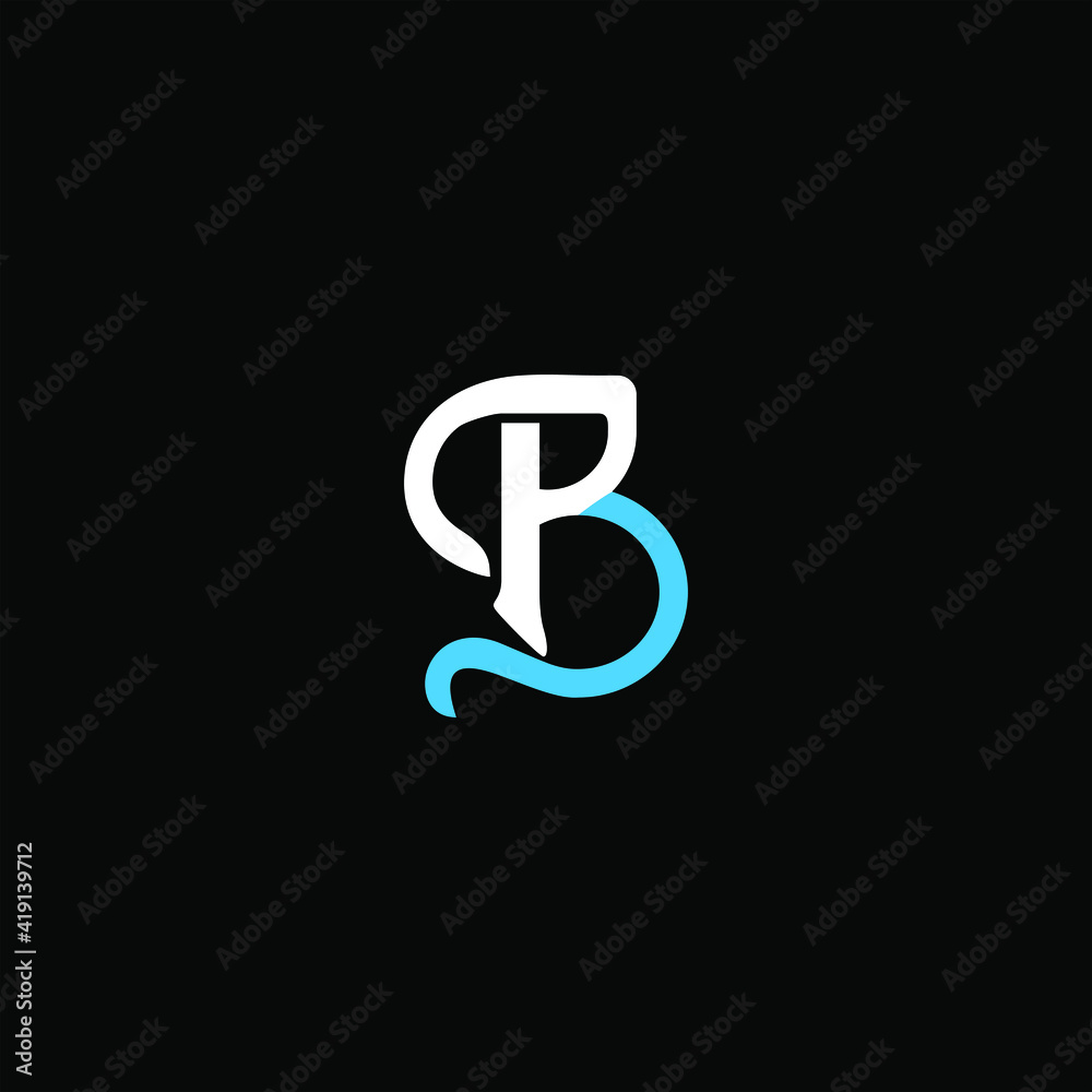 P B letter logo vector design on black color background. pb alphabet ...