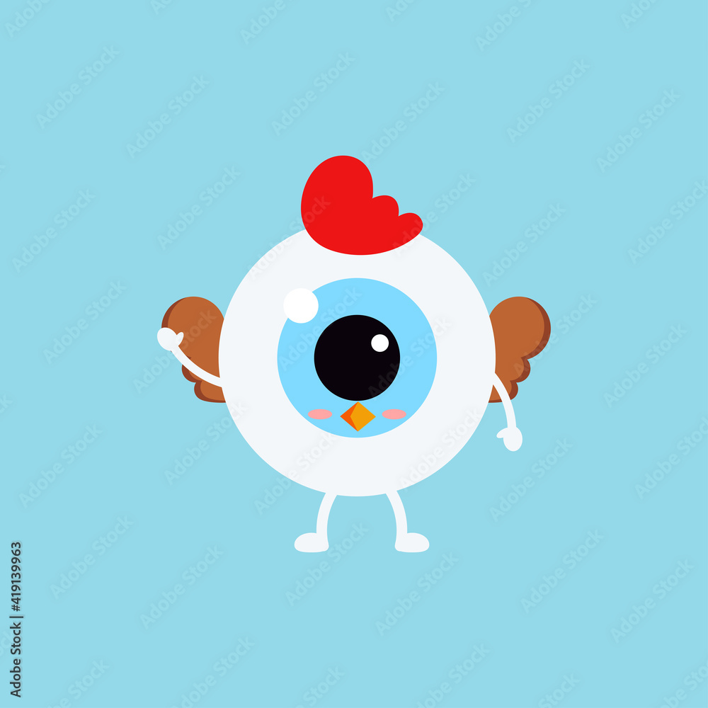 Easter cute eye ball hen costume icon. Ophthalmology easter eyeball ...