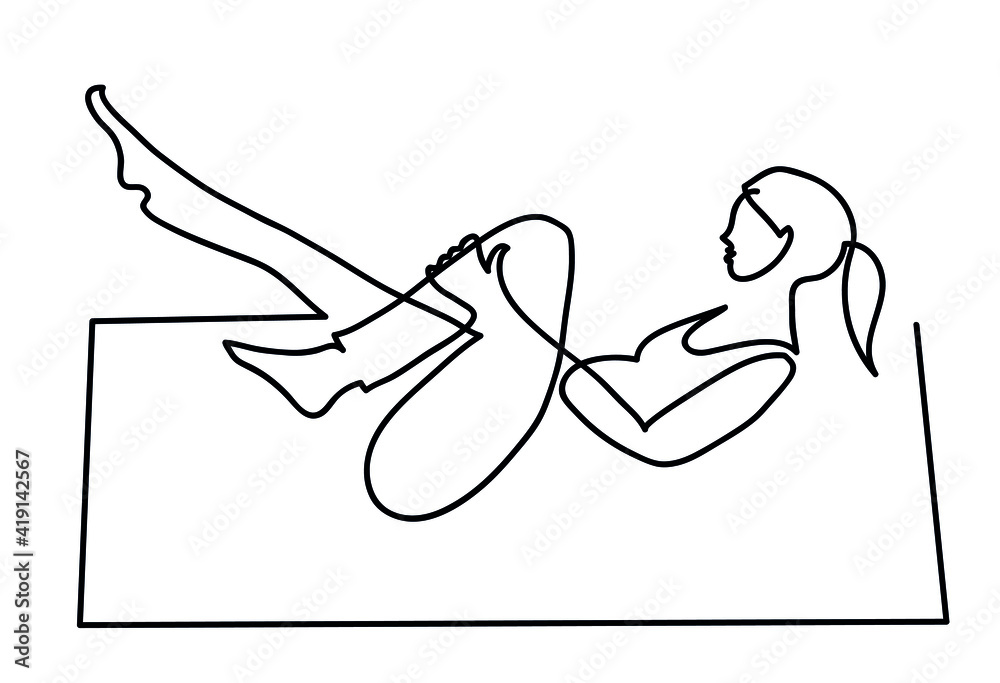 One line drawing of single leg stretch. One continuous line drawing of ...