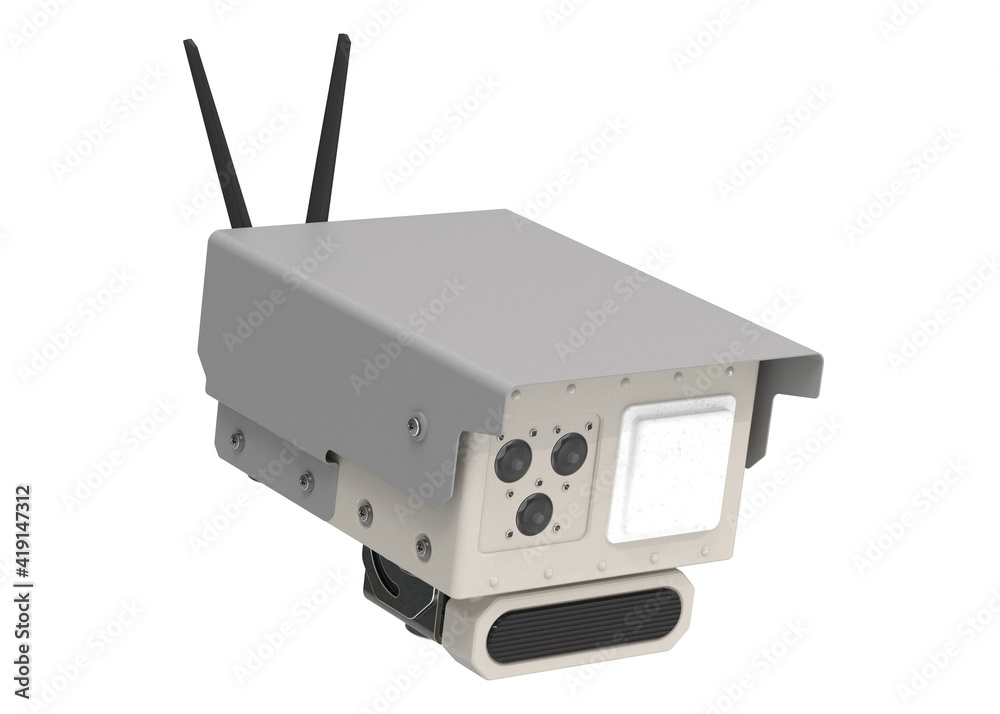 3d renderer of speed camera with radar isolated on white background ...
