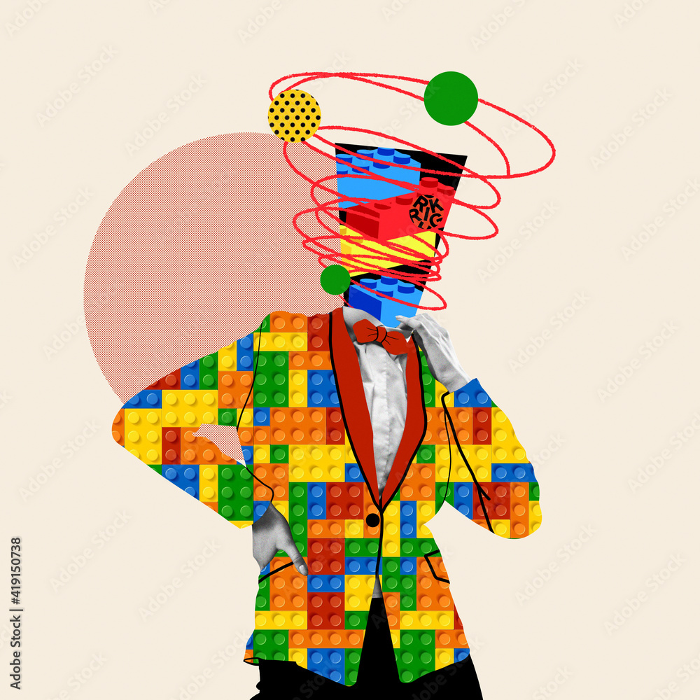 Bright inspired. Comics styled multicolored suit. Modern design ...