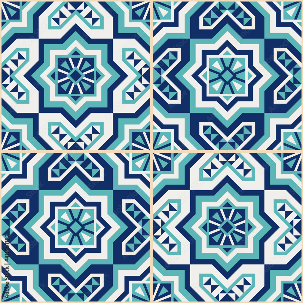 Moroccan tile pattern vector seamless with mosaic arabesque ornaments ...