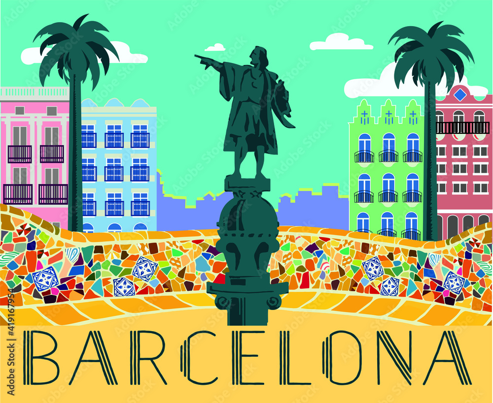 Barcelona city, summer, palm, beach, tree, town, building, house ...