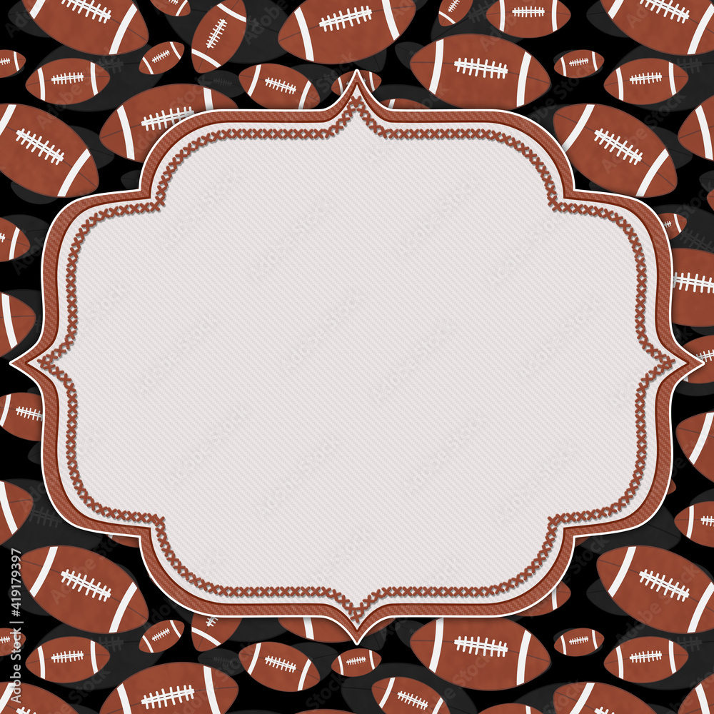 Blank frame with illustration football material pattern background ...