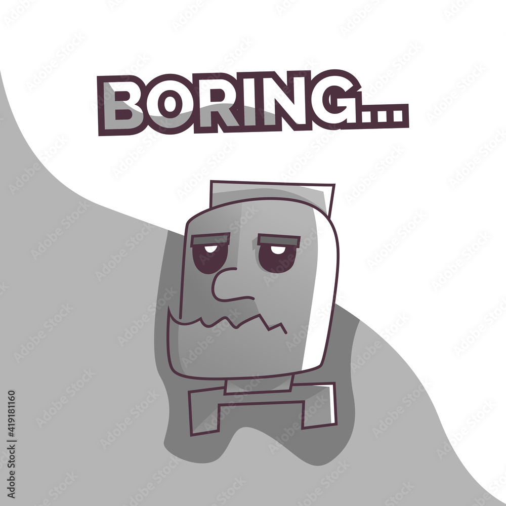 Vecteur Stock Lifestyle boring robot isolated on white and grey ...