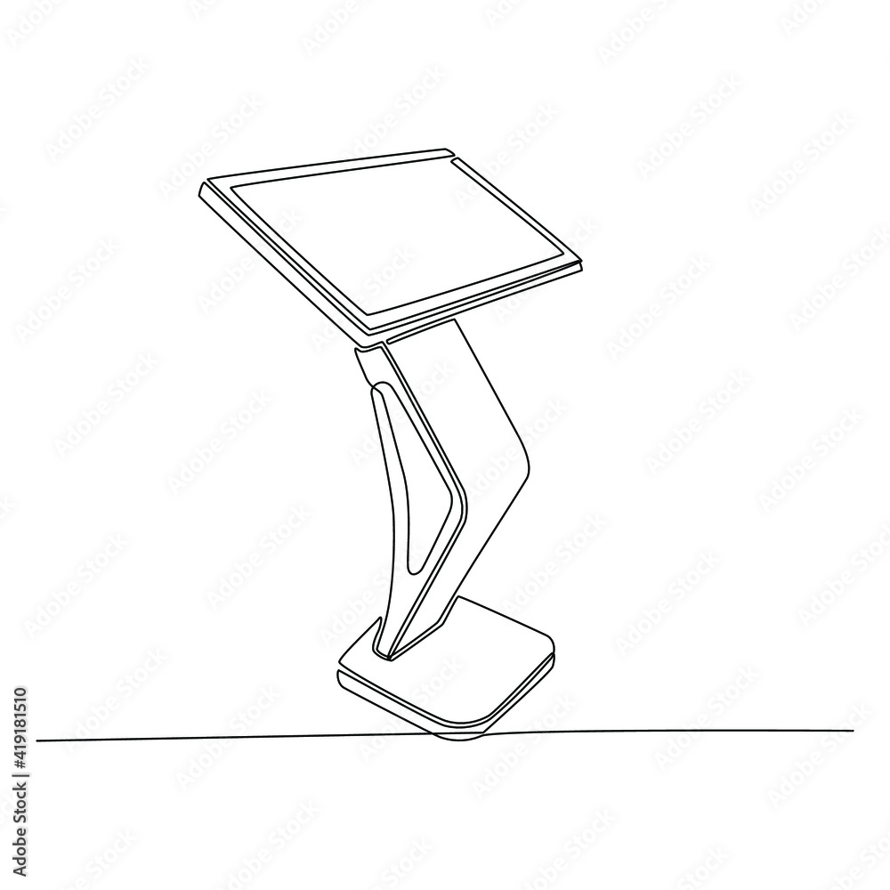 continuous line drawing of information kiosk with touch screen. Used in ...