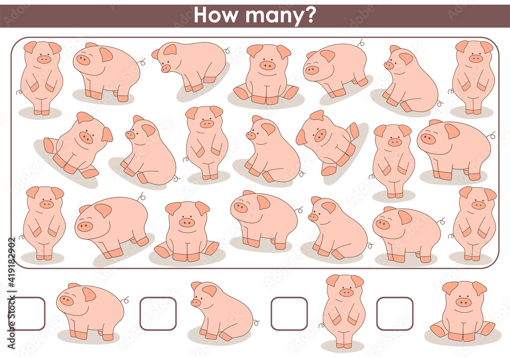Count how many pigs. Counting game for children. Development of logical ...