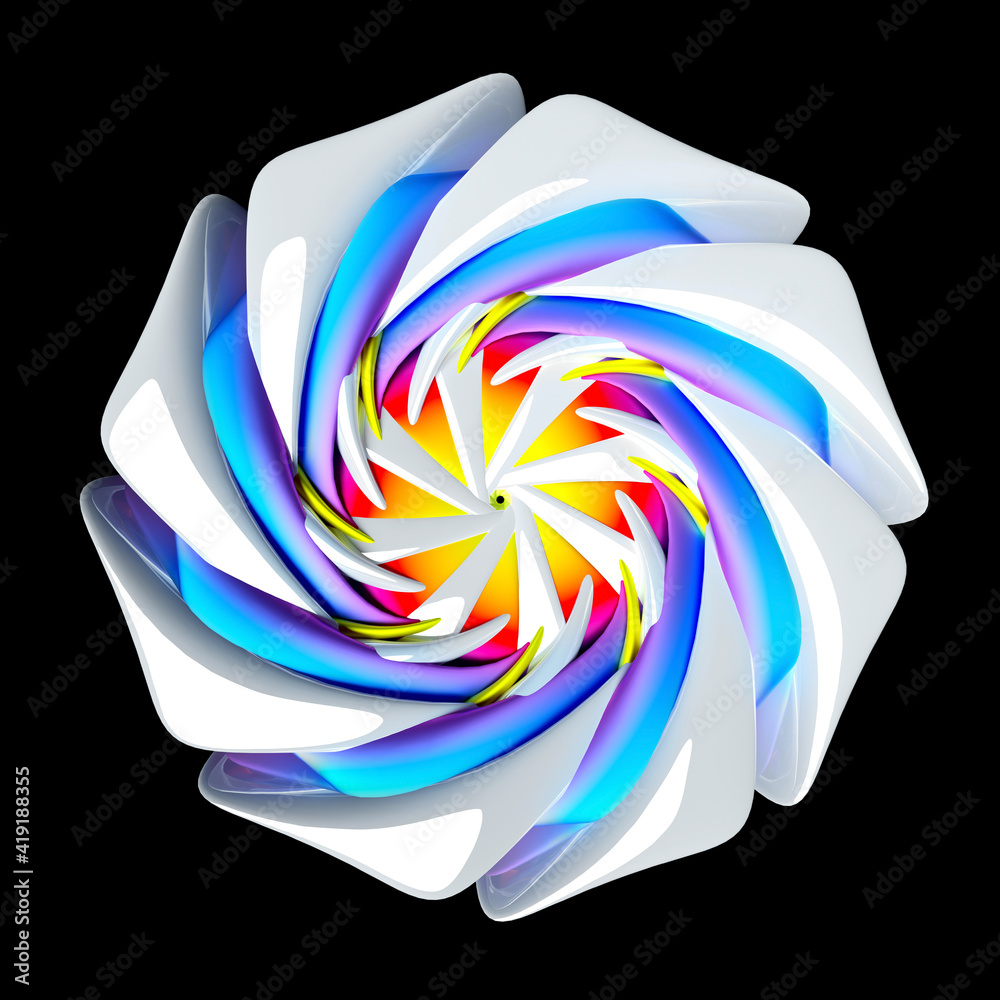 3d render of abstract art, surreal 3d lily or lotus flower or Indian ...