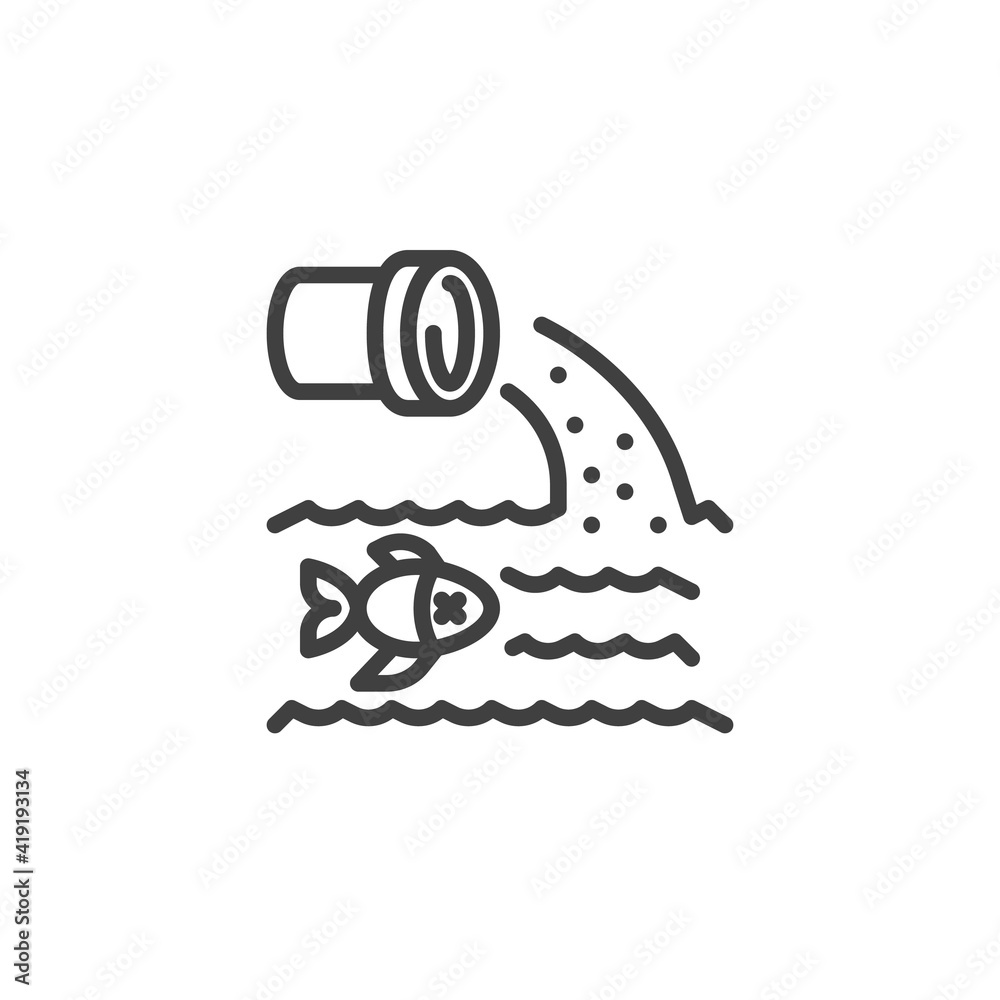 Water pollution pipe line icon. linear style sign for mobile concept ...
