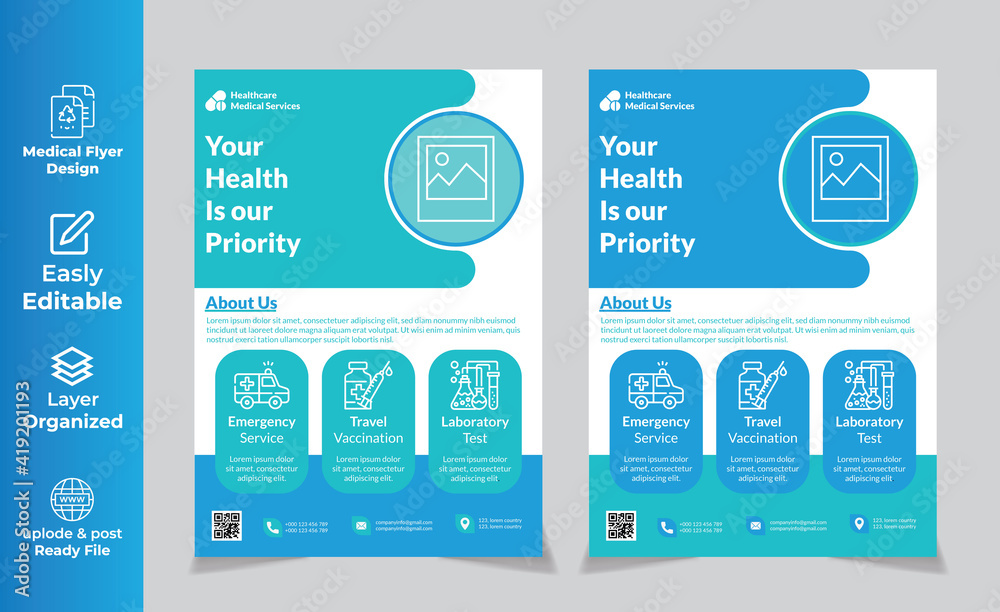 flyer design for medical, annual report, health care print-ready file ...