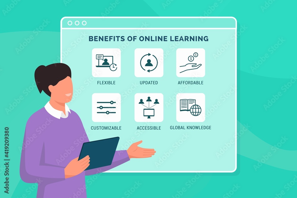 Benefits of online learning infographic Stock Vector | Adobe Stock