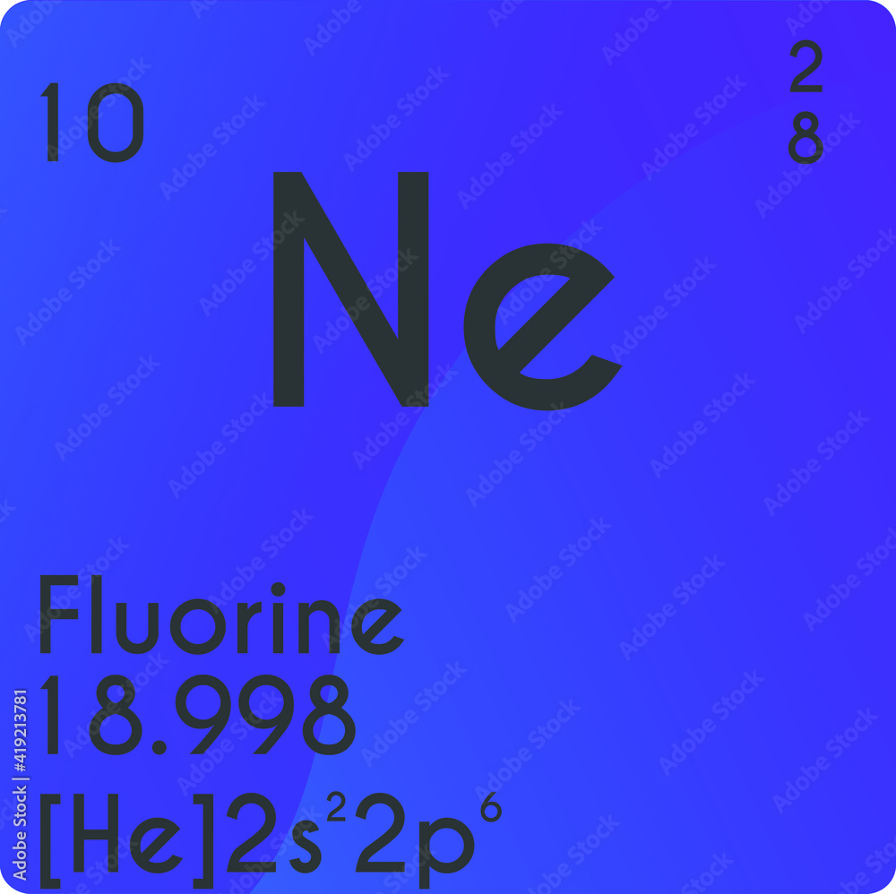 Neon Ne Noble gas Chemical Element vector illustration diagram, with ...