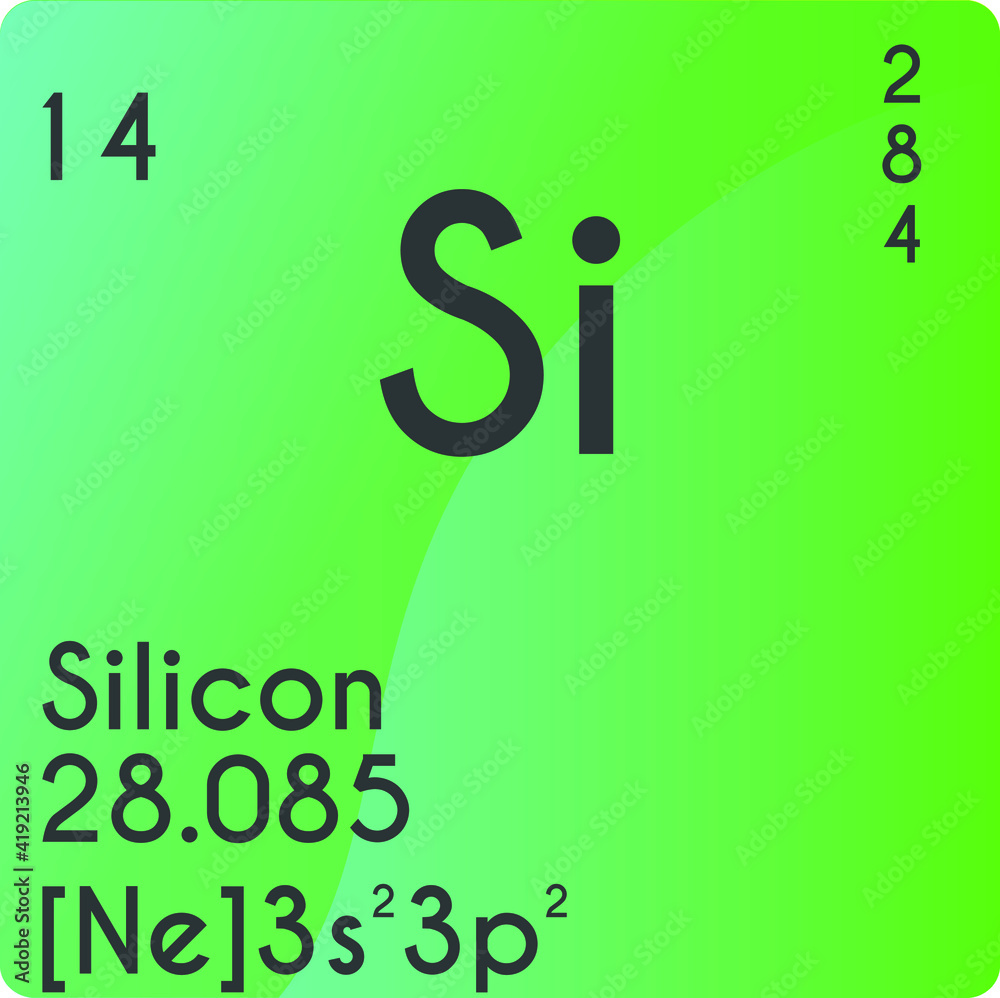 Silicon Si Metalloid Chemical Element vector illustration diagram, with ...