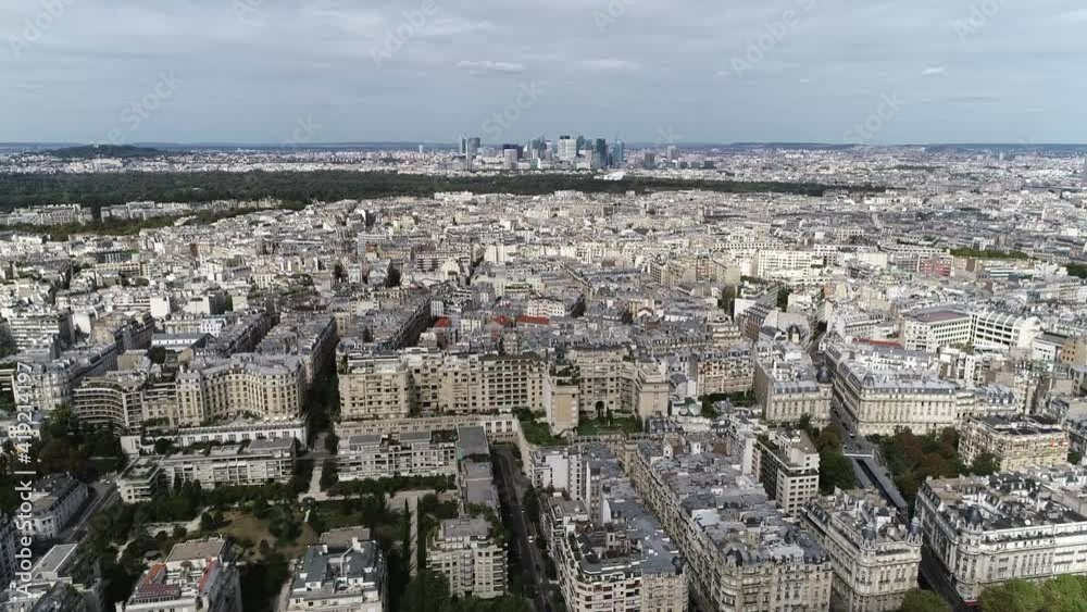 High altitude aerial view of the 16th arrondissement of Paris is one of ...