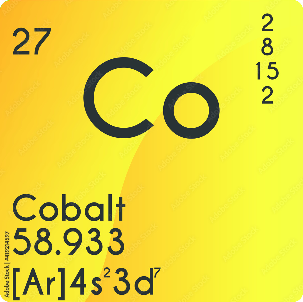 Cobalt Co Transition metal Chemical Element vector illustration diagram ...