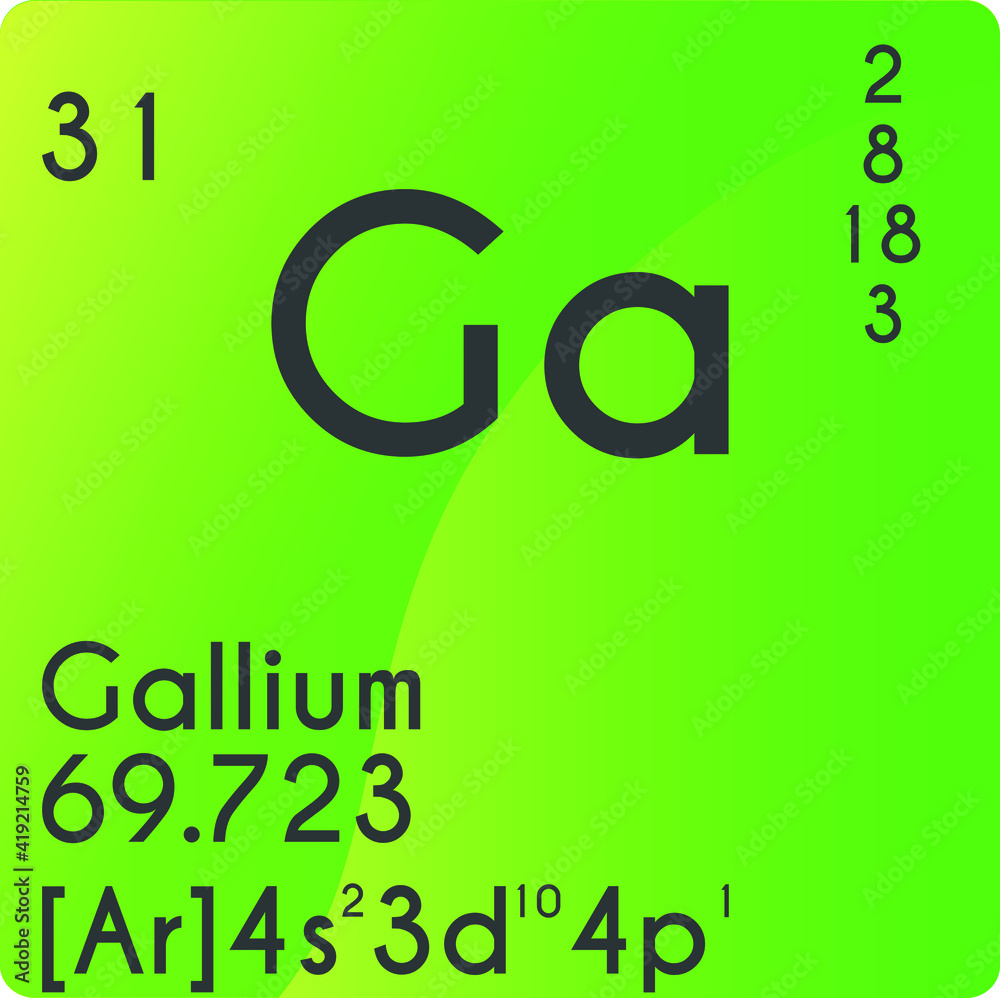 Gallium Ga Post transition metal Chemical Element vector illustration ...