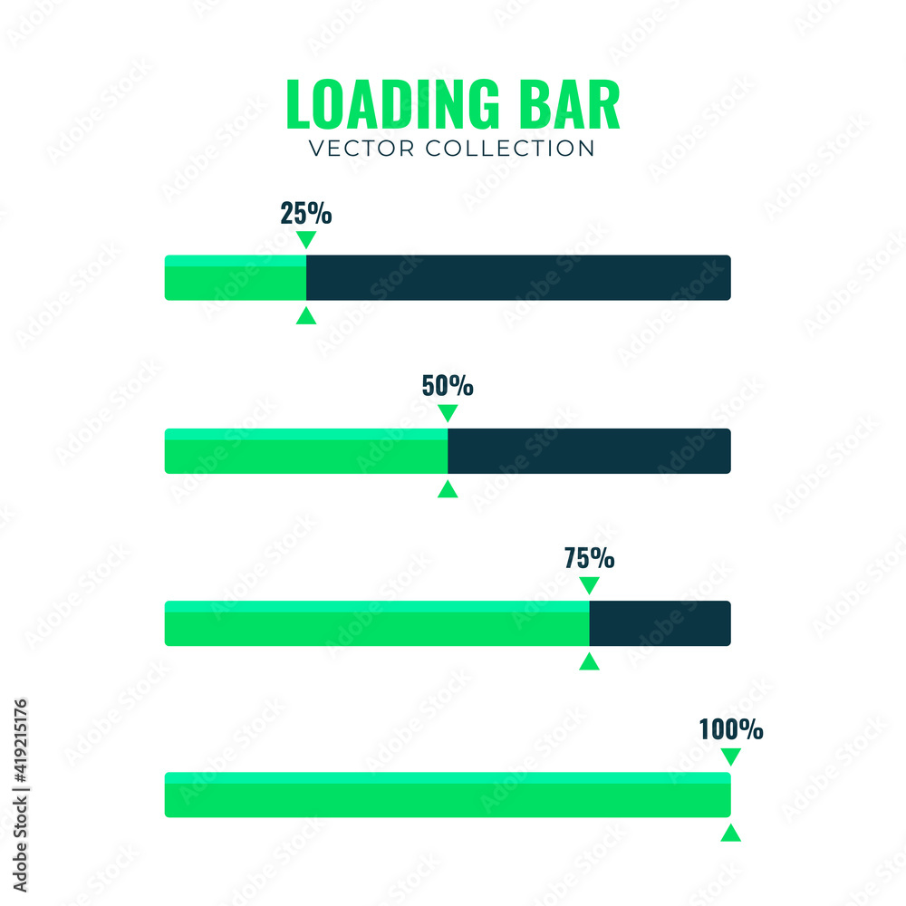Loading bar, simple green loading bar, progress bar, vector collection ...