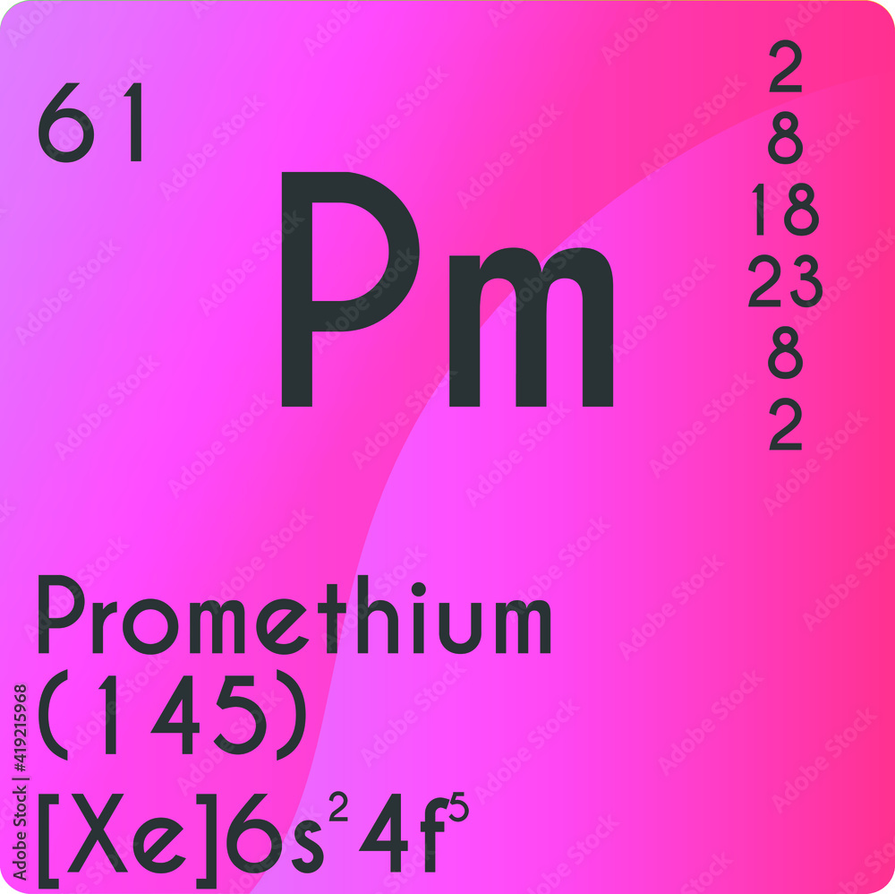Promethium Pm Lanthanide Chemical Element vector illustration diagram ...