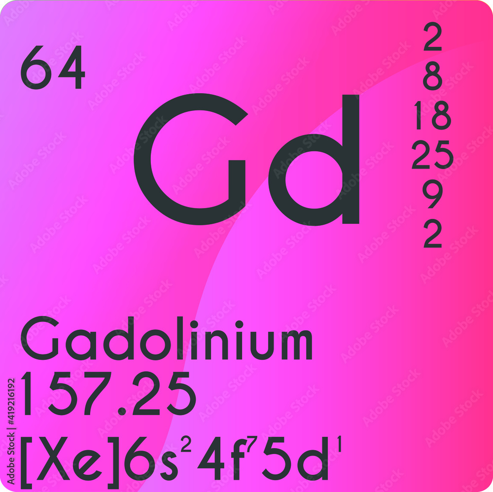 Gadolinium Gd Lanthanide Chemical Element vector illustration diagram ...