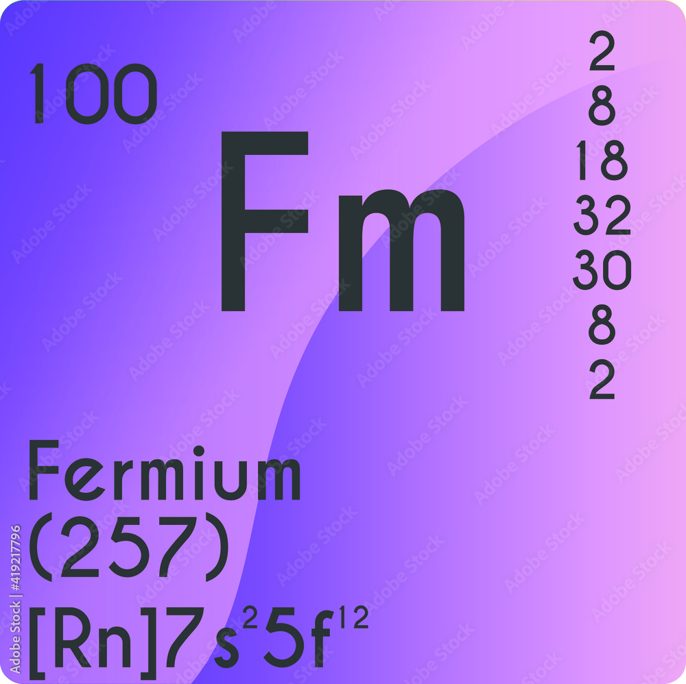 Fermium Fm Actinoid Chemical Element vector illustration diagram, with ...