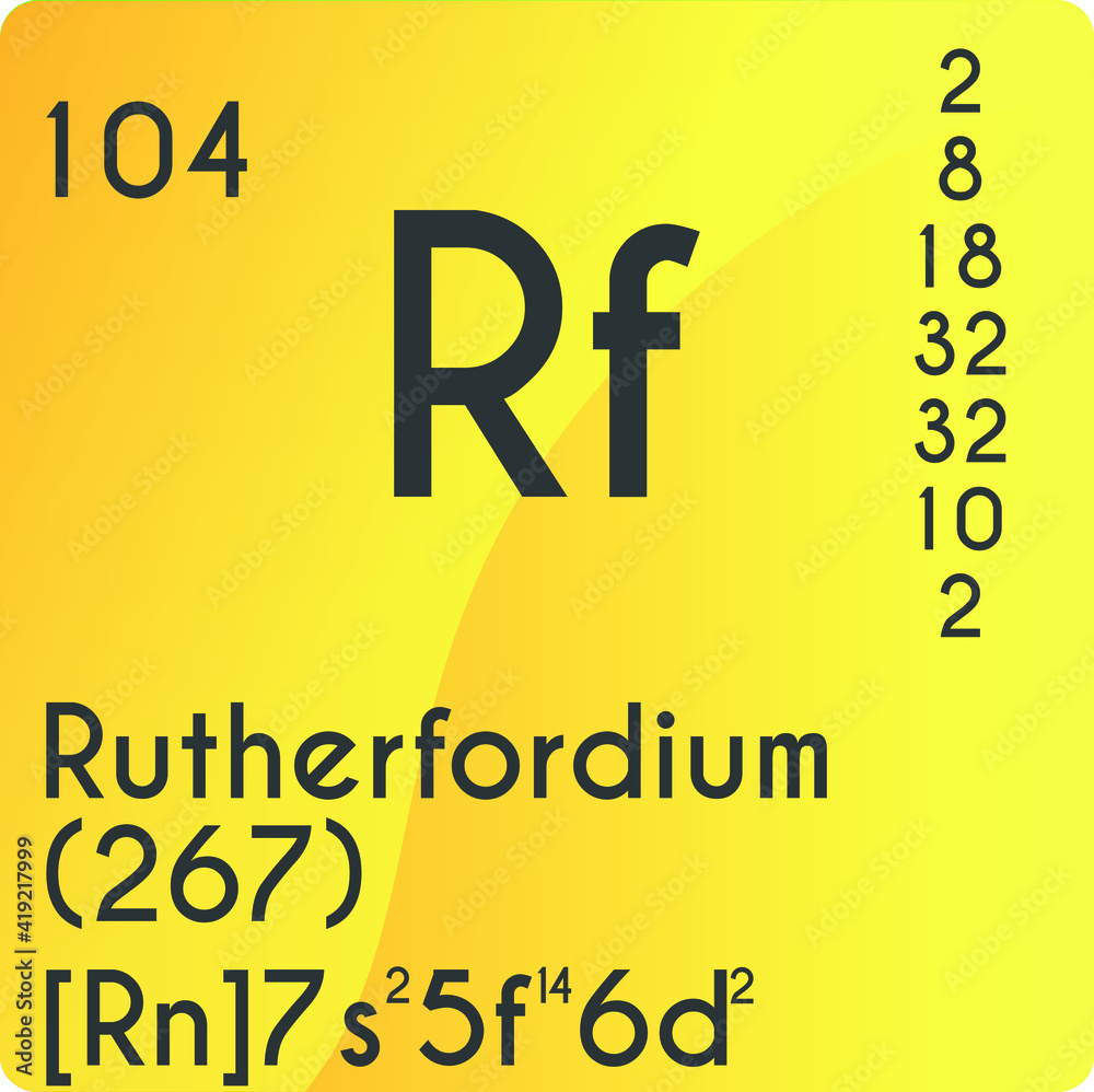 Rutherfordium Rf Transition metal Chemical Element vector illustration ...