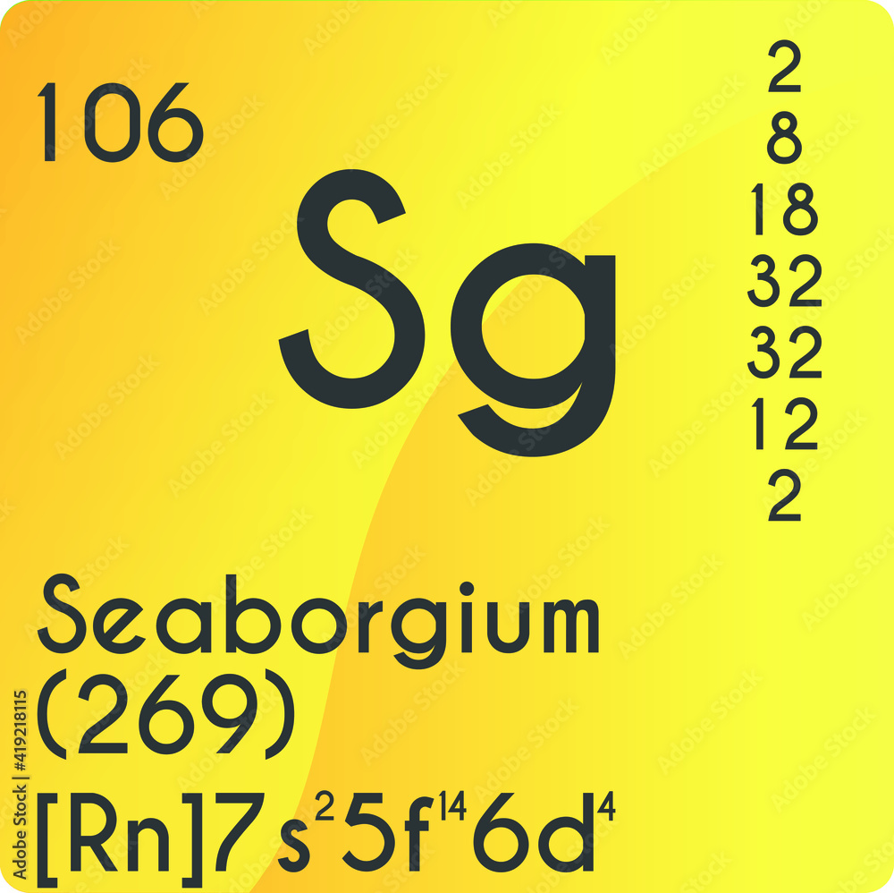 Seaborgium Sg Transition metal Chemical Element vector illustration ...
