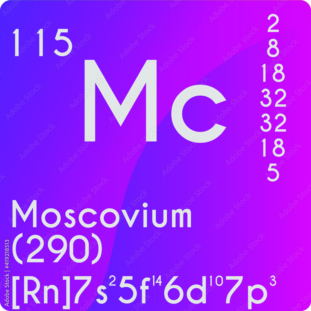 Moscovium Mc Chemical Element vector illustration diagram, with atomic ...