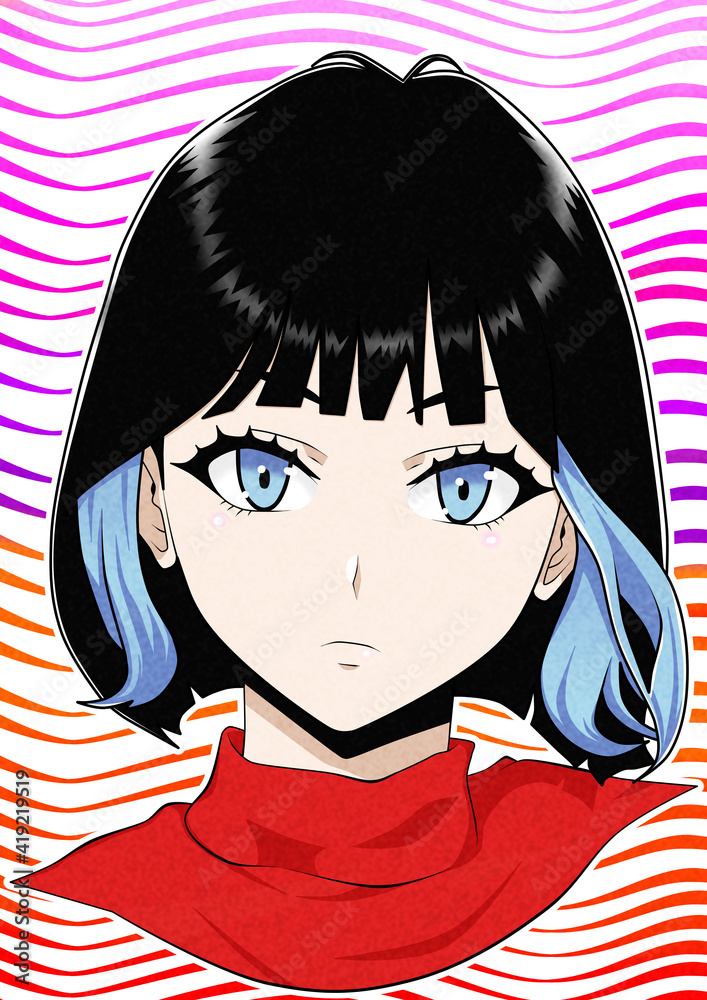 Gyaru Anime Girl Android Wallpaper Potrait Stock Illustration | Adobe Stock