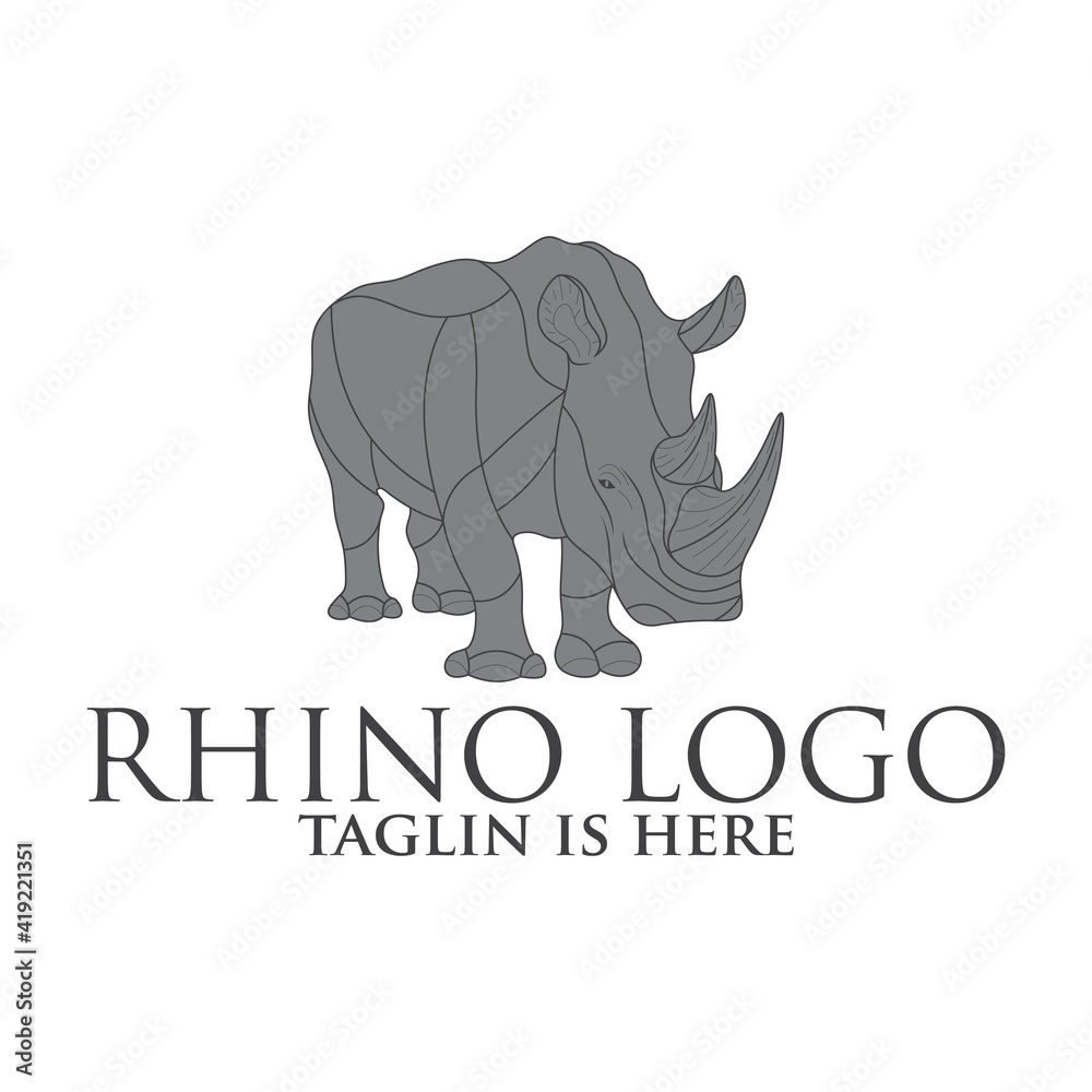 rhino mascot character, Rhino silhouette logos, emblems, badges, labels ...