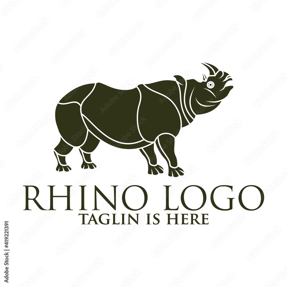 rhino mascot character, Rhino silhouette logos, emblems, badges, labels ...