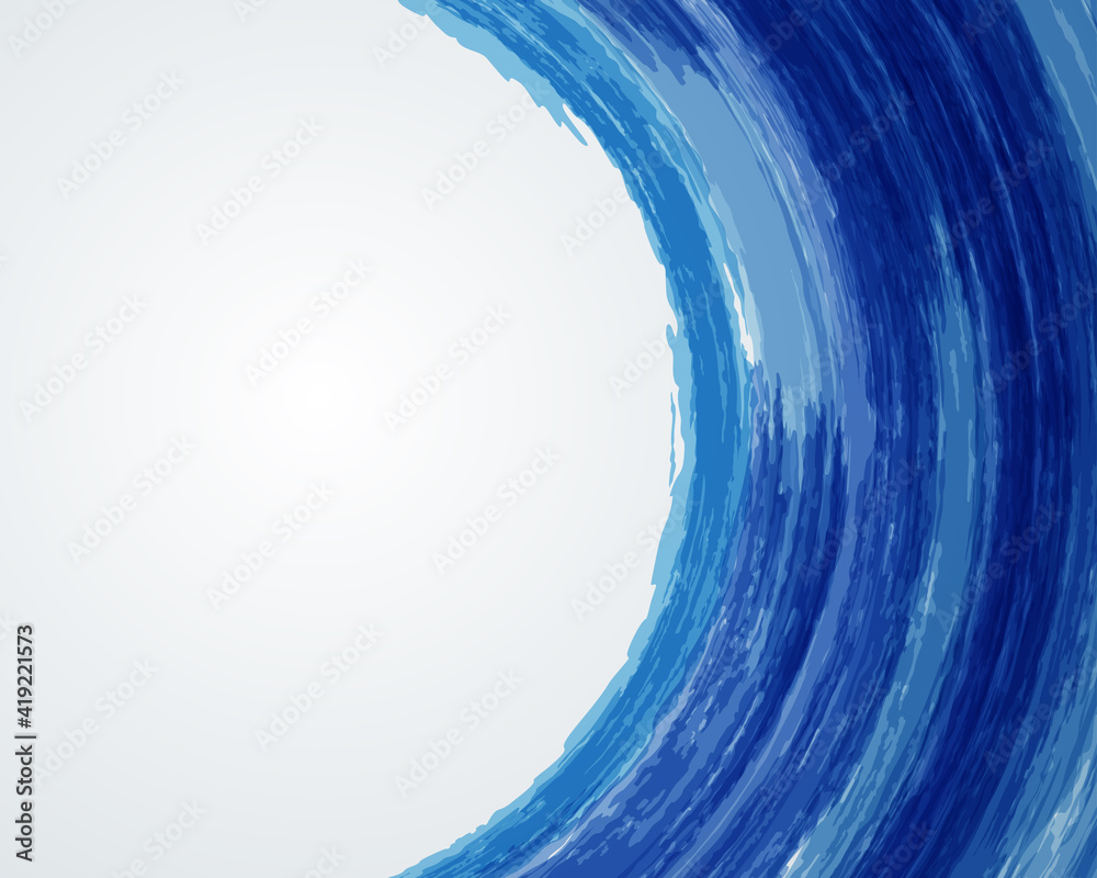 Swirl watercolor of blue waves vector clipart. Fiber banner with ...