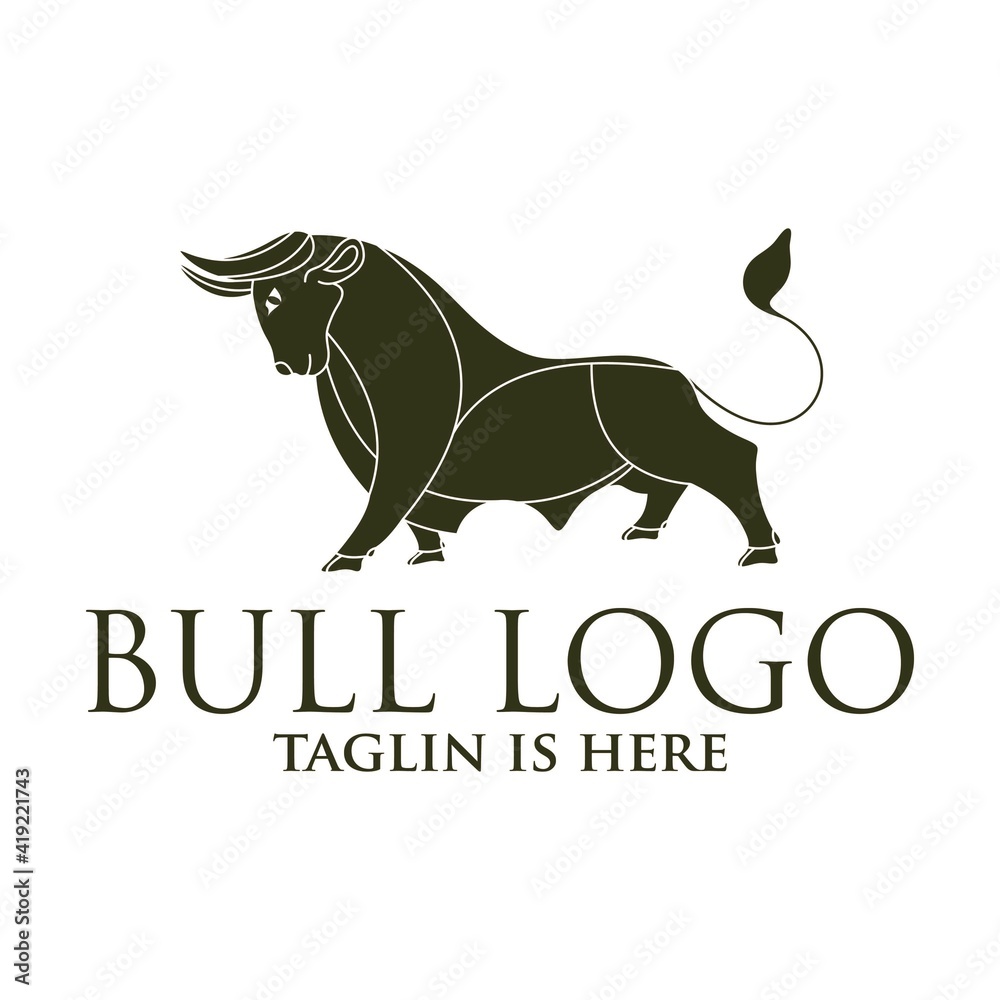 bull line toro art outline monoline linear logo vector icon, Angry Bull ...