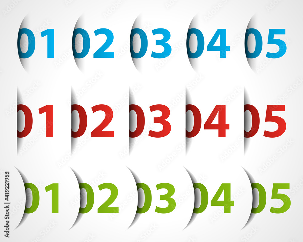 Infographic buttons with numbers in cells vector template. Blue ...