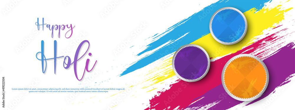 Happy holi festival vector illustration banner template with holi ...