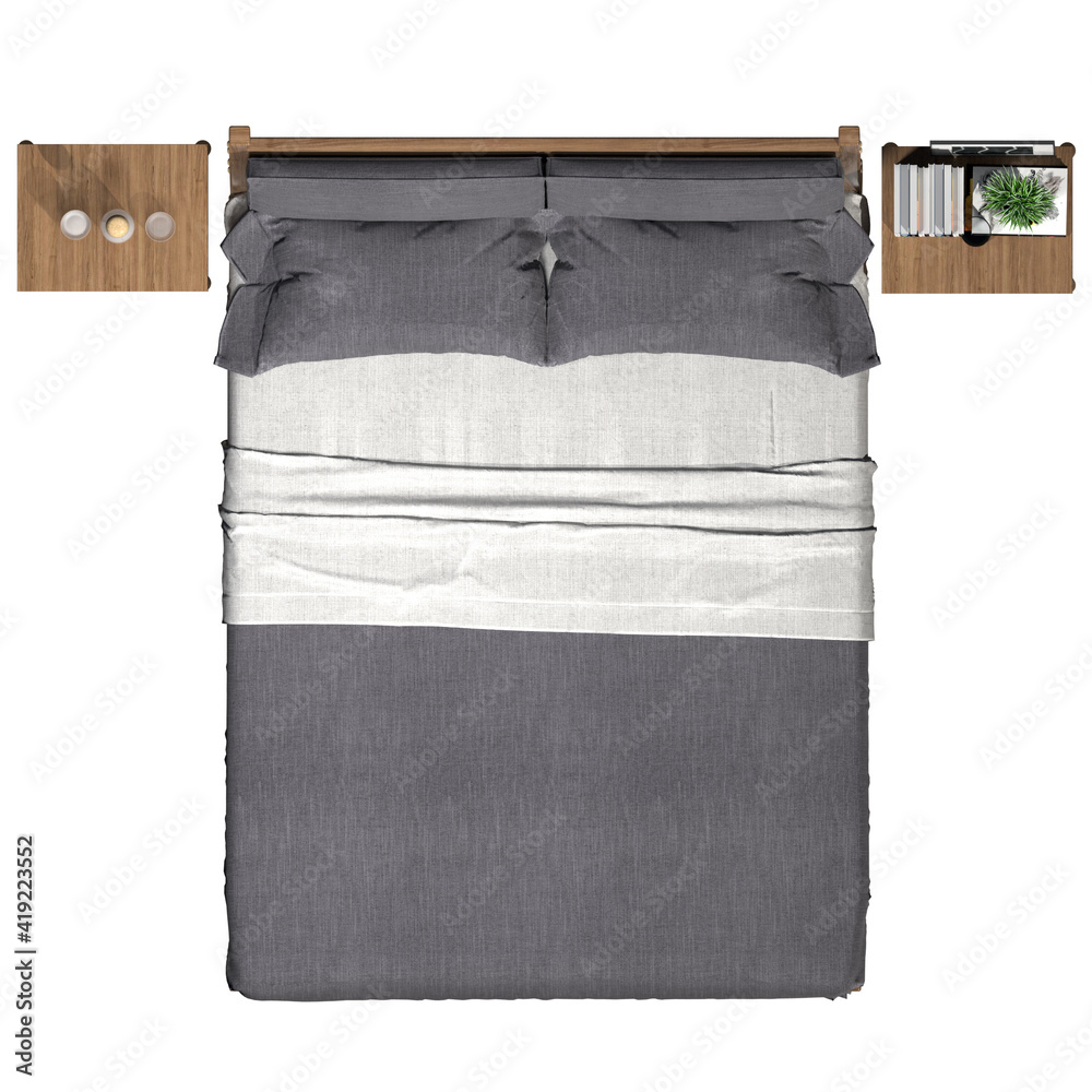 BED TOP VIEW - BEDROOM IN PLAN Stock Photo | Adobe Stock