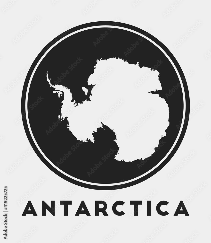 Antarctica icon. Round logo with country map and title. Stylish ...