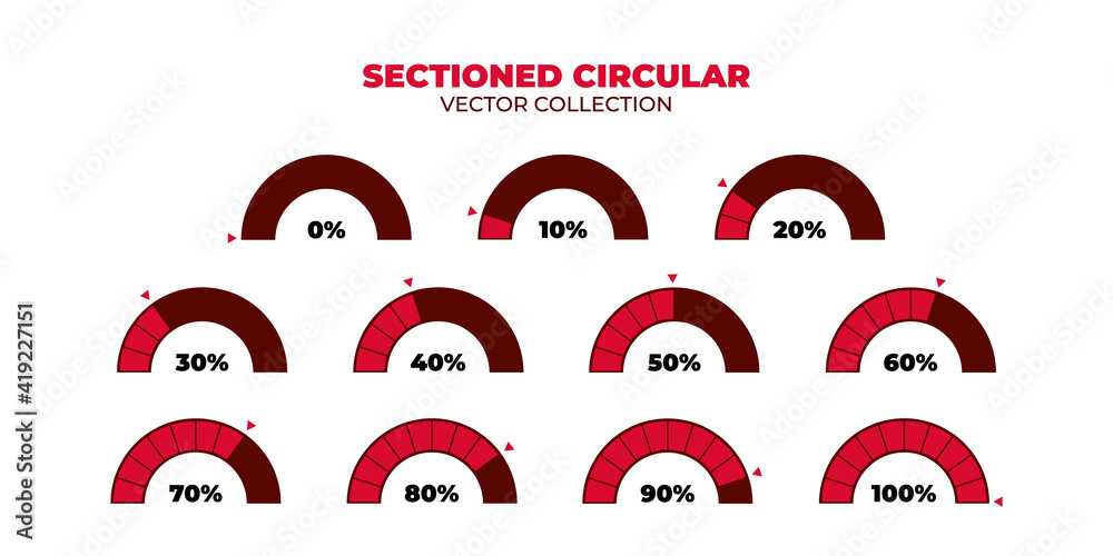 Sectioned circular vector bar, loading bar, progress bar, circular ...