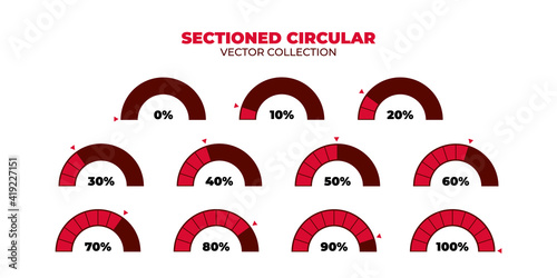 Sectioned circular vector bar, loading bar, progress bar, circular ...