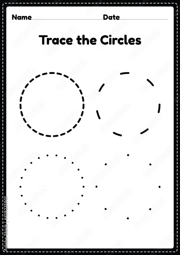 Trace the circle worksheet for kindergarten and preschoolers kids for ...