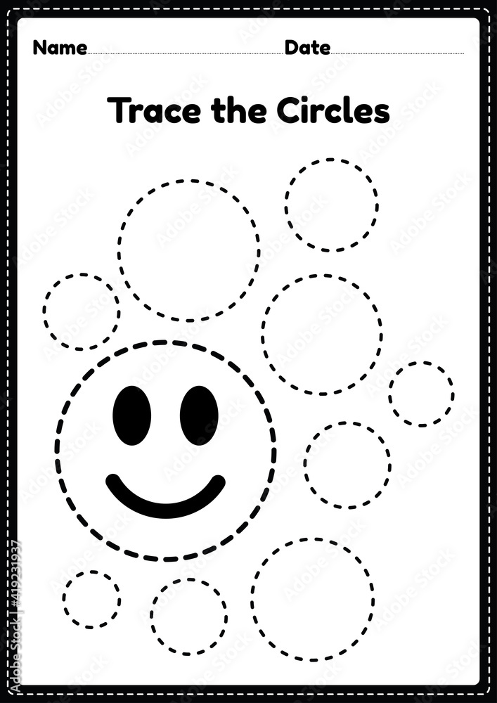 Trace the circle worksheet for kindergarten and preschoolers kids for ...