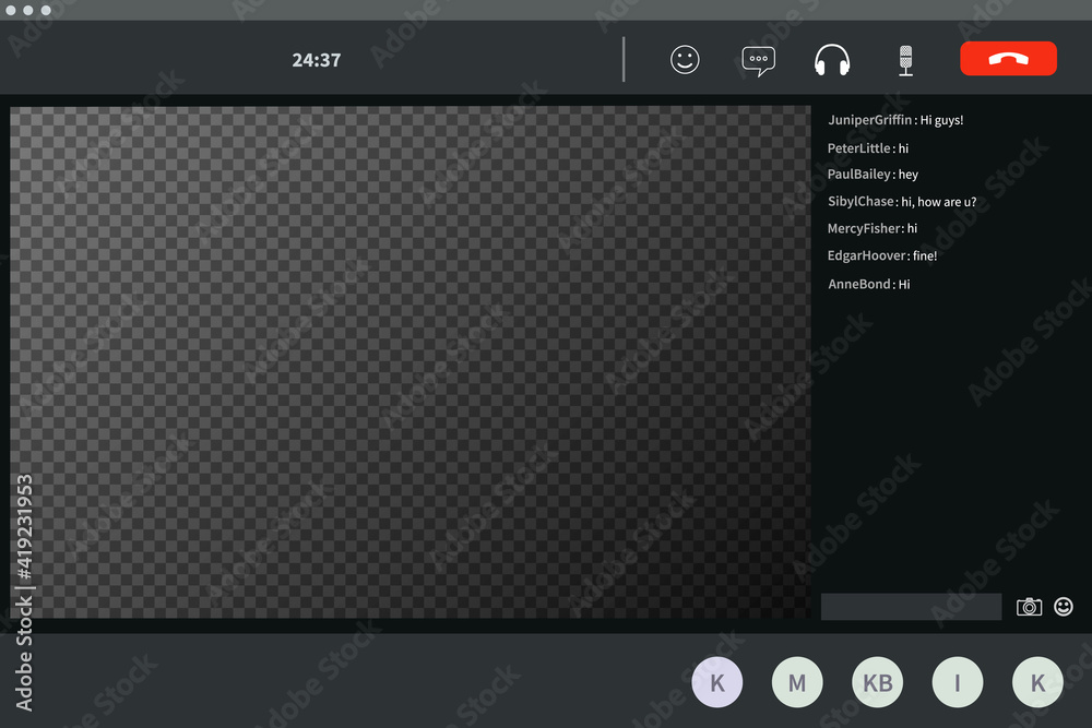 Screen template of video conference, modern software for virtual ...