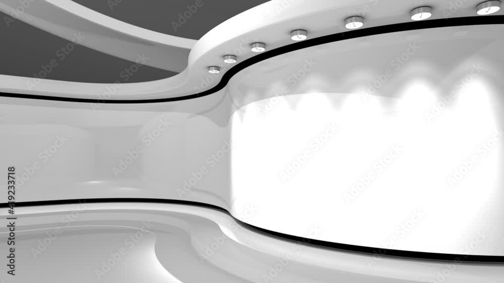 TV studio. White studio. White background. Loop animation. Backdrop for ...