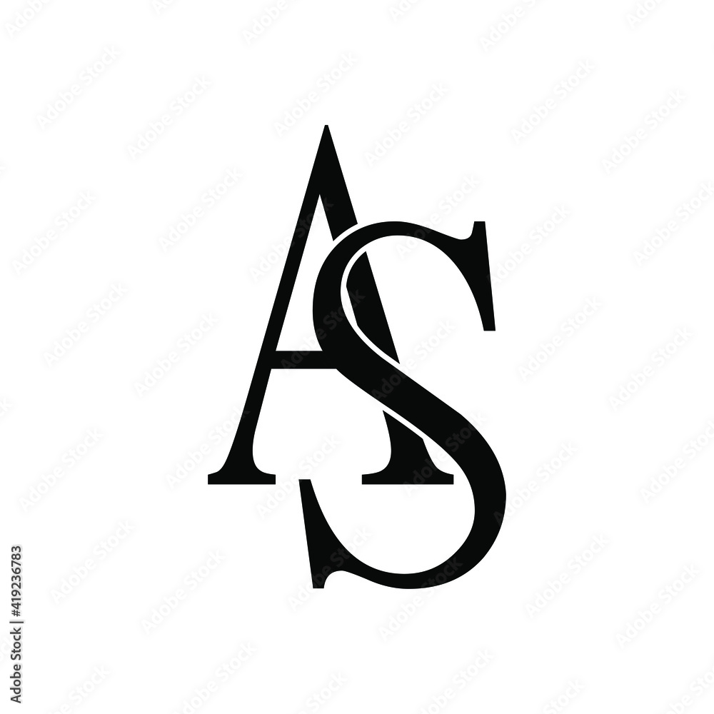 Initial Letter of AS Logo Design Stock Vector | Adobe Stock
