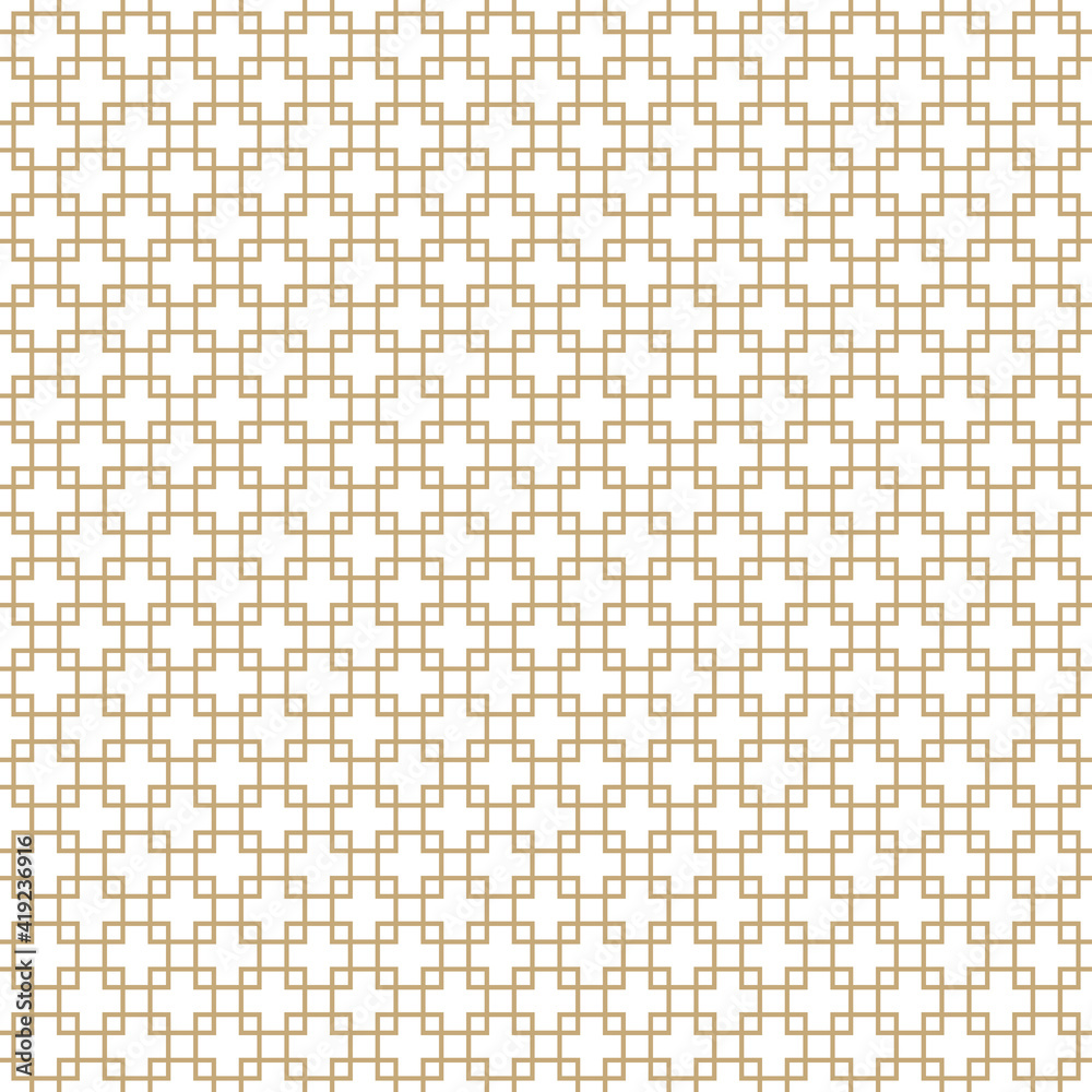 Square grid vector seamless pattern. Golden abstract geometric texture ...
