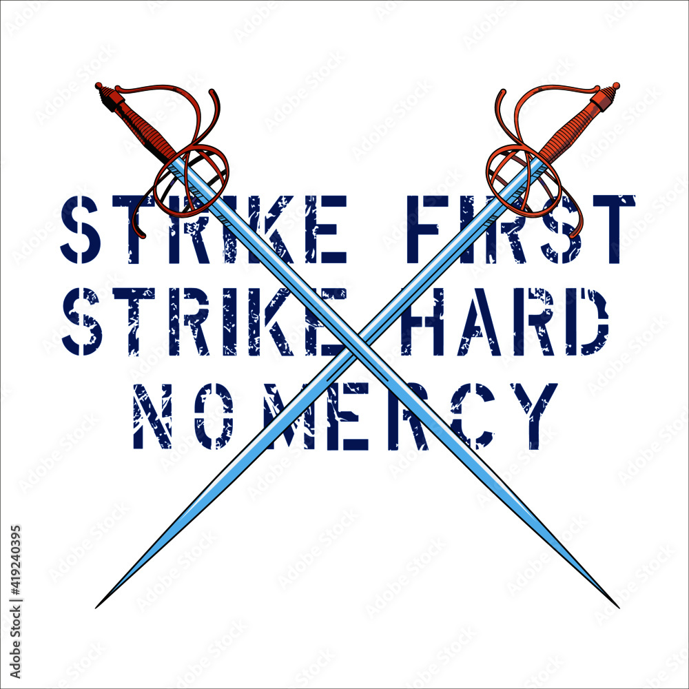 vector illustration of two crossed swords over uppercase text. Stock ...