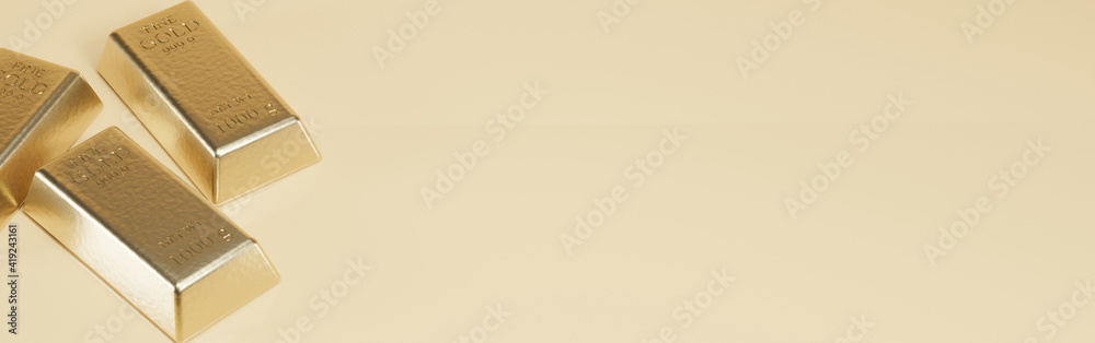 Gold bars 1000 grams. 3d rendering - illustration.Gold bars and ...