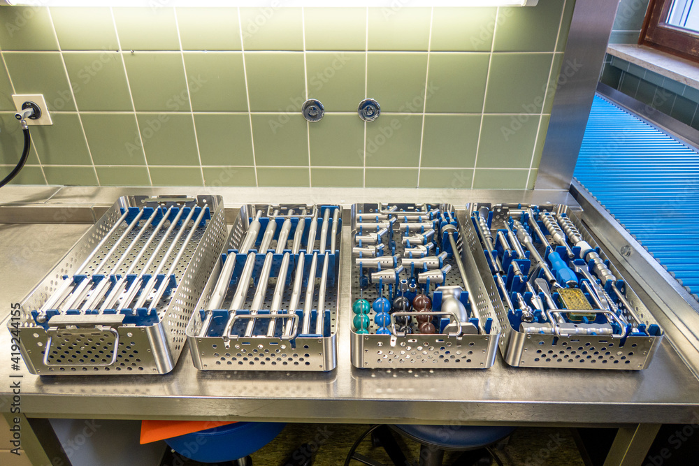 in the sterilization department of a hospital, the instruments for ...