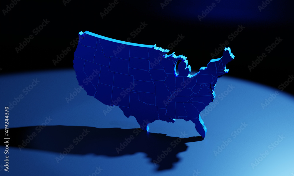 USA map glossy background in blue backlight Stock Illustration | Adobe ...
