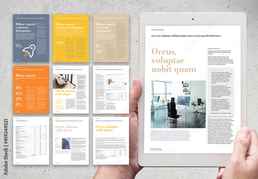 Minimalist Digital Annual Report Layout Stock Template | Adobe Stock